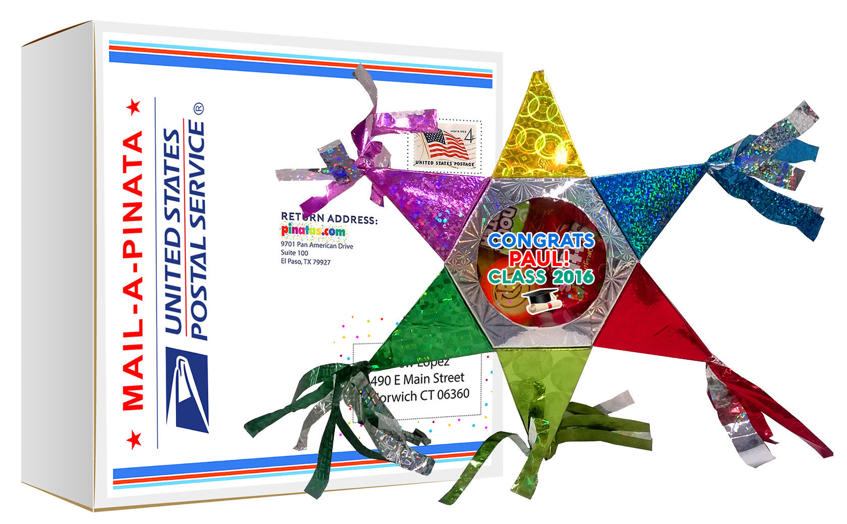 Candy-filled Mini Star Pinata, 10" High, Send To A Friend – Pinatas.com